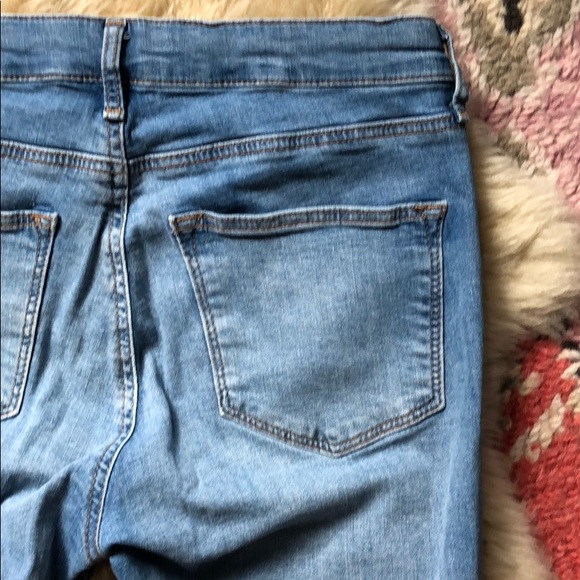 Topshop | Jeans | Topshop Blue Moto Bleach Leigh Skinny Jeans Ripped ...